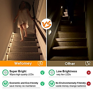 Motion Sensor LED Light Strip, 9.8ft LED Strip Lights with Constant Lighting and Motion Sensing 2 Lighting Modes for Under Cabinets, Closets, Safe Stairs - 3000K Warm White