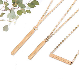CEALXHENY Layered Chain Necklaces for Women Girls Boho Vertical Bar Pendant Necklace Set Minimalist Y Necklaces for Beach Parties Summer Jewelry Set