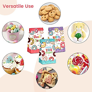 Shindel 24PCS Party Favor Bags, Donut Gift Bags with Stickers Paper Candy Bags Goodie Bags for Party Decoration 4.7" x 3.1" x 8.7"
