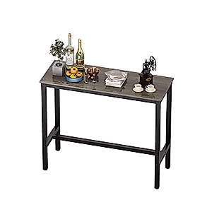 Teraves Bar Table with Solid Metal Frame,Counter Height Table Kitchen Bar Table for Dining Room,Living Room (47.24", Black Oak)
