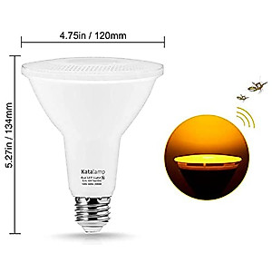 PAR38 Yellow Dusk to Dawn LED Bug Light Bulb LED Outdoor Flood Light Bulbs with 10W or 100W Equivalent, 2000K, Yellow, Dusk to Dawn LED Flood Light Bulbs Outdoor Patio, Backyard, Front Door 2 Pack