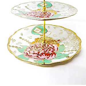 3-Layer Ceramic Cake Stand Dessert Plate Cupcake Fruit Candy Display Tower, Flower Dessert Stand, Children's Birthday Tea Party Baby Shower Serving Tray Small