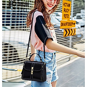 JIUFENG Top Handle Satchel Handbag Crossbody Bag for Women, Leather Purses for Women, Tote Bag for Women (Black)