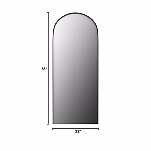 NeuType Arched Full Length Mirror, Large Arched Wall Mirror Floor Mirror with Stand, Full Body Dressing Mirrors Standing Hanging or Leaning Against Wall, Aluminum Alloy Thin Frame 65"x22", Black