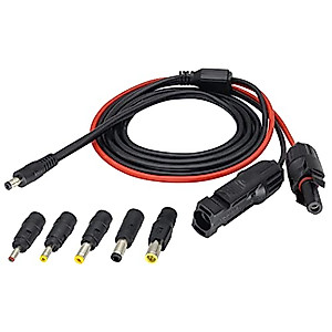 HCFeng 16AWG MC-4 to DC Cable Solar Panel to DC 5.5mm x 2.1mm Male Adapter Charge Cable with DC 3.5x1.35mm, DC 4.0mmx1.7mm,DC 5.5mmx2.5mm,6.5x3mm and DC8mm Converter for Solar Panel (1.5m/5ft)