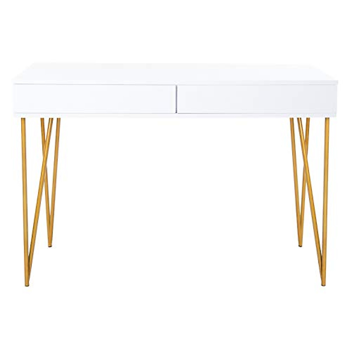 Safavieh Home Office Pine Modern White and Gold 2-drawer Desk