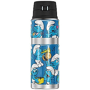 The Smurfs OFFICIAL Smurf Group Collage THERMOS STAINLESS KING Stainless Steel Drink Bottle, Vacuum insulated & Double Wall, 24oz