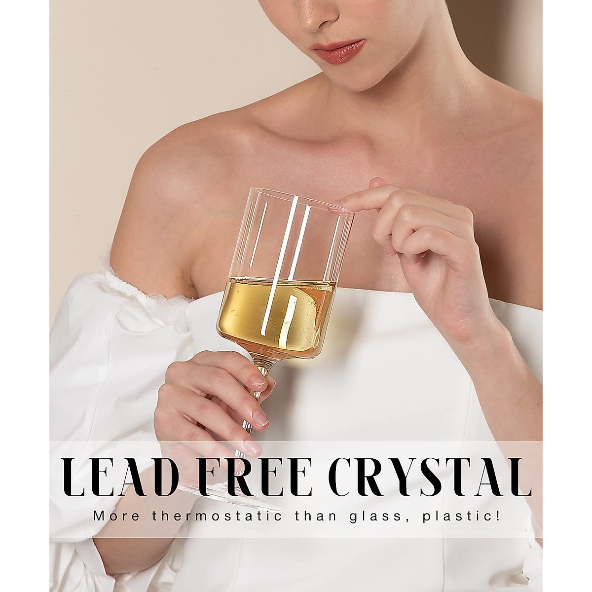 Square Wine Glasses Set of 4 | White Wine Glasses | 16oz | Premium Crystal Hand Blown Perfect for Red White Wine Goblets-Daily Use,Unique Wedding Anniversary or Birthday Gift