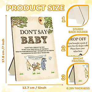 Winnie Baby Shower Decorations-Baby Shower Games-Baby Shwoer Party Decor-Baby Shower Table Sign Centerpieces-Dont Say Baby Shower Games Pooh Birthday Supplies Party Decorations