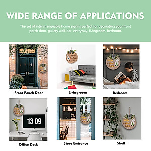 Lighted Interchangeable Gnome Welcome Door Sign, 12 inches Seasonal Front Door Gnome Sweet Gnome Home Decor Hanger, Holiday Wooden Rustic Farmhouse Wall Decor Wreaths with LED Light & 9 Season Icons