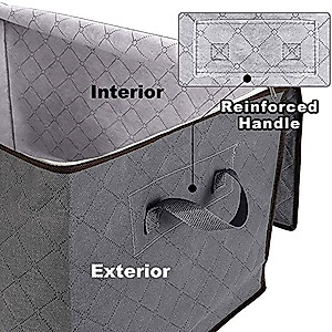 Storage Bags Storage Bins Large Thick for Comforters Blankets Clothes 6 pack 90L Closet Organizers with Durable Handles Clear Window Foldable Storage Bins (6)