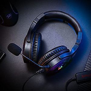 Redragon H350 RGB Wired Gaming Headset, Dynamic RGB Backlight - Stereo Surround-Sound - 50MM Drivers - Detachable Microphone, Over-Ear Headphones Works for PC/PS4/XBOX One/NS