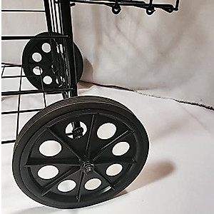 PrimeTrendz Jumbo Shopping/Laundry Folding Cart | Double Basket | Front Moving Swivel Wheels | Thicker Soft Sponge Handle | Color: Black