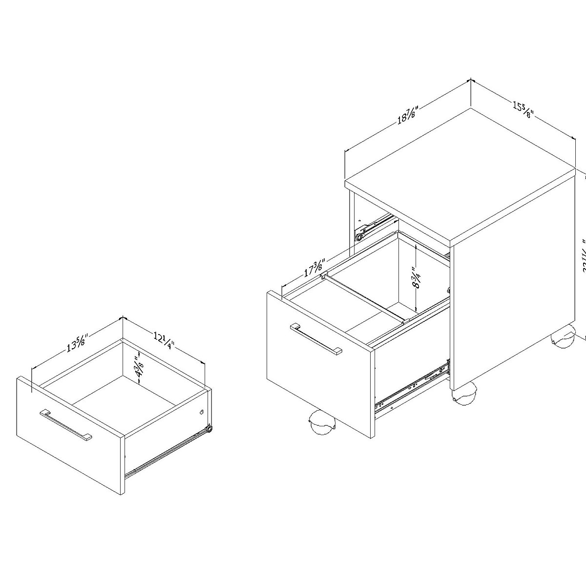 South Shore Interface 2-Drawer Mobile File Cabinet, Vertical, Weathered Oak