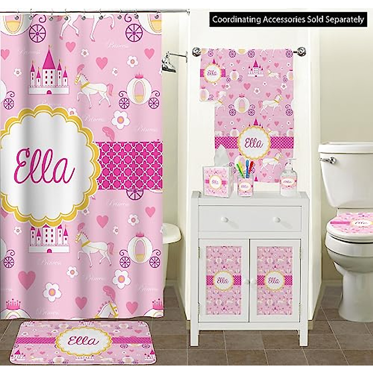 RNK Shops Princess Carriage Waste Basket - Single Sided (White) (Personalized)