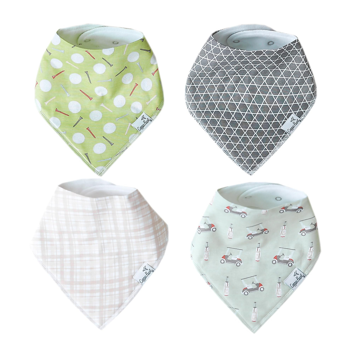 Copper Pearl Baby Bandana Bibs - 4 Pack Soft Cotton Baby Bibs for Drooling and Teething, Absorbent Drool Bibs for Baby Girl and Boy, Adjustable to Fit Newborns to Toddlers, Tons of Styles (Bogey)