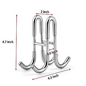 Maxfacilis Shower Door Hooks 2 Packs 304 Stainless Steel, Two Side Bathroom Frameless Door Hooks, for Robe, Towel, Squeegee, Loofah, Bathing Suits, Shaver-Silver（Two Side）