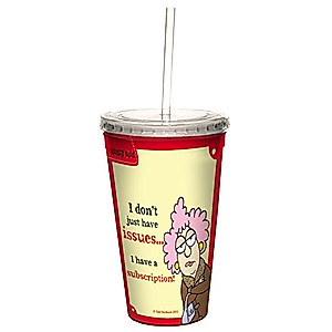Tree-Free Greetings 16-Ounce Double-Walled Cool Cup with Reusable Straw, Aunty Acid Subscription Issues