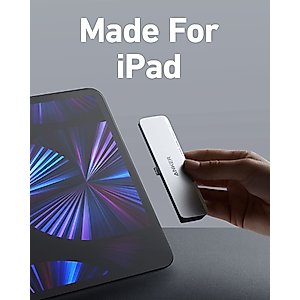 Anker USB-C Hub for USB-C iPad, 541 USB-C Hub (6-in-1) with 4K HDMI Port, Multi-Function USB-C Port, SD and microSD Card Slots, for iPad Pro 5th Gen/iPad Air 5th Gen/iPad Mini 6th and Later (Silver)