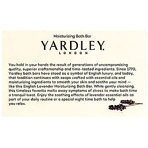 Yardley London English Lavender with Essential Oils Soap Bar, 4.25 oz Bar (Pack of 10)