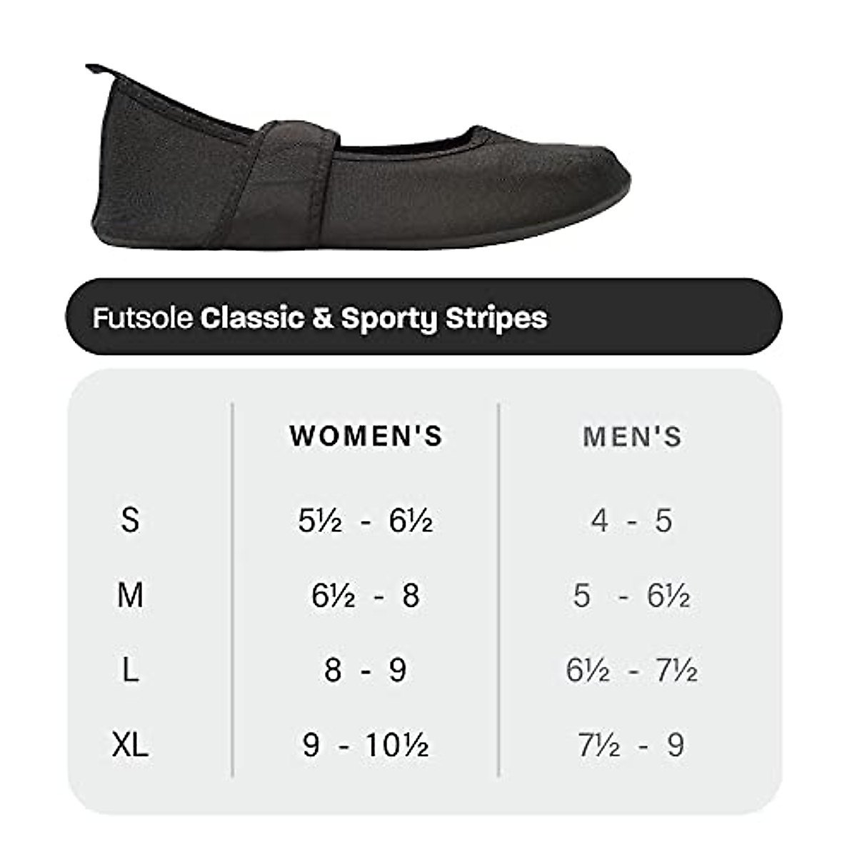 Nufoot Futsole Women's Soft-Sided Shoes for Indoors/Outdoors, Foldable & Flexible Footwear for Sport, Exercise, Yoga or Travel, Dance Shoes, Black, Small