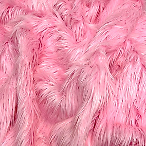 EOVEA Shaggy Faux Fur Fabric by The Yard - 36" X 60" Inch - Long Pile Fur - Fake Fur Materials - Soft & Fluffy Craft Fabric Supplies for DIY Arts & Crafts, Apparel, Costume, Rug(Baby Pink, One Yard)