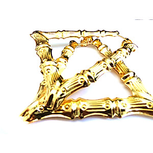 Clip-on Earrings Large Bamboo Triangle Gold Tone Hoop Earrings 3.5 inch Large