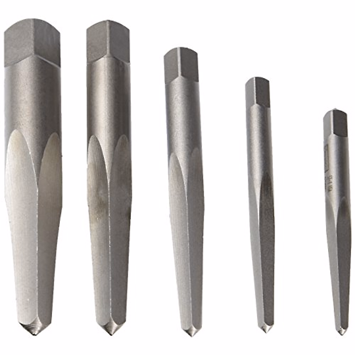 Irwin 53635 5 Piece Straight Screw Extractor Assortment for Removing Screws and Bolts 3/16-Inch to 5/8-Inch and 5-Millimeter to 16-Millimeter,Silver