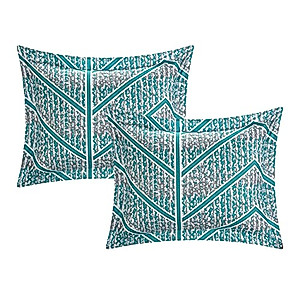 Chic Home Laredo Chevron and Geometric Printed Reversible Comforter Sheet Set, Full, Aqua