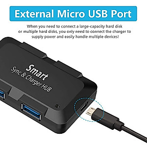 Portable USB Splitter 3.0 Hub 4-Port Expander 5 Gbps Data Ps4 Keyboard and Mouse Adapter with Cable Fitting Slot & LED Indicator for PC,Computer,Notebook,USB Flash Drives and Other Devices