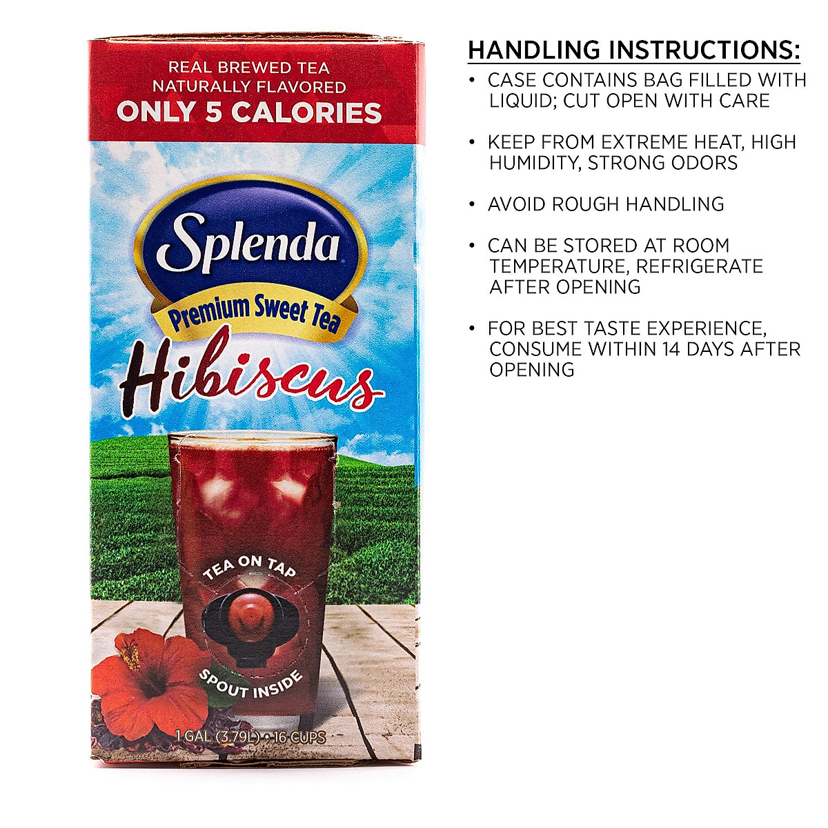 SPLENDA Premium Sweet Tea On Tap, 1 Gallon Bag In Box Ready to Drink Liquid, Hibiscus Tea, 128 Fl Oz