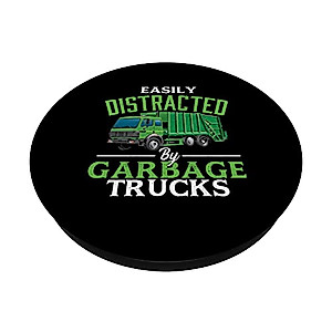 Easily Distracted By Garbage Trucks - Waste Management Trash PopSockets Swappable PopGrip