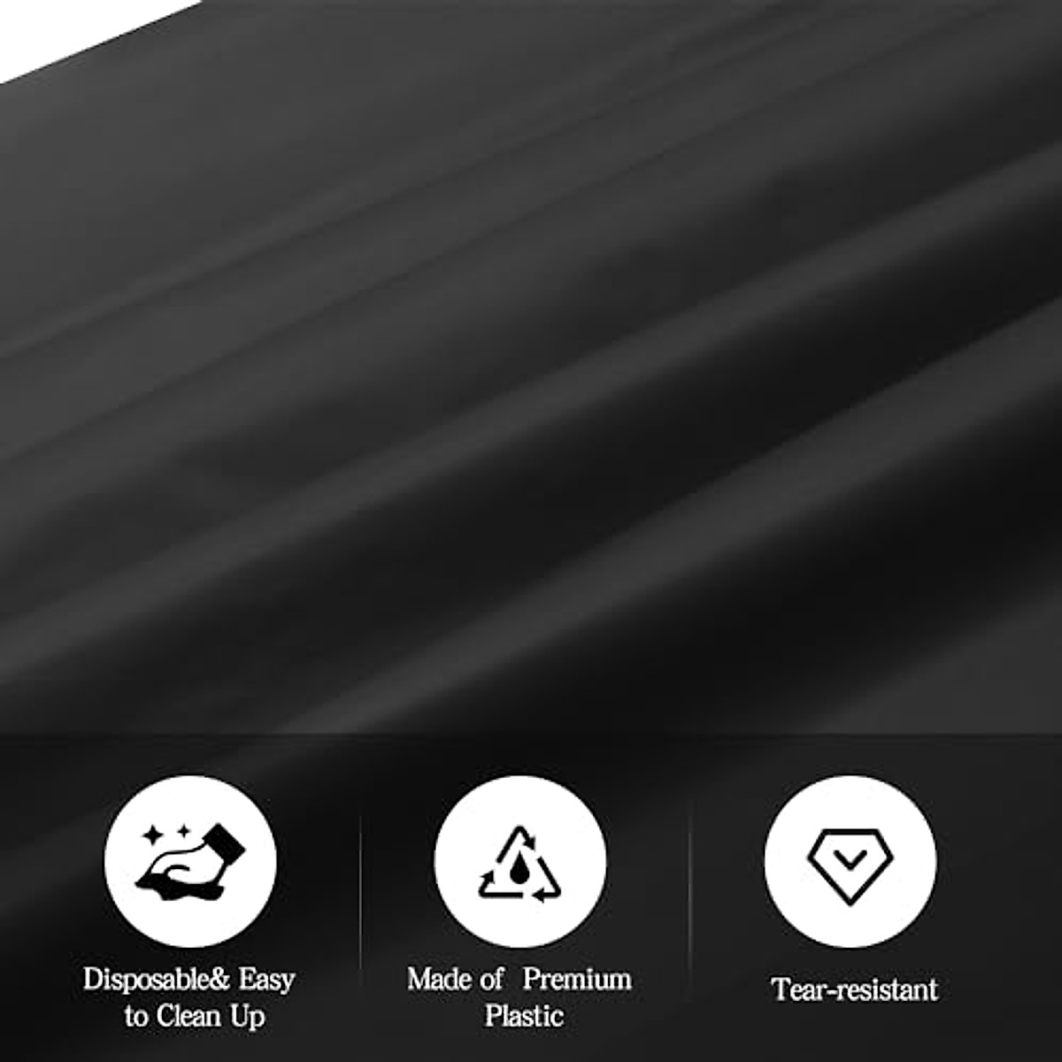 tujol Black 6 Pack Plastic Table Cloth 54" x 108", Disposable Tablecloths Rectangle Table Cover, Plastic Table Cloths for Parties