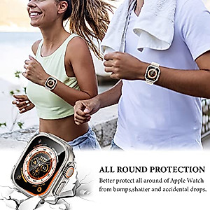 [4 Pack] DABAOZA Compatible for Apple Watch Ultra Screen Protector and Case 49mm, Anti-Fog Tempered Glass Protector Film with PC Hard Bumper Cover for iWatch Ultra 49mm(Clear)