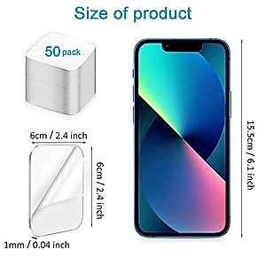 50 Pieces Double Sided Pads Adhesive Tape Clear Sticky Gel Pads Washable Traceless Gel Mounting Pads Removable Adhesive Double Sided Pad for DIY Office Cushion Gripping, 2.4 x 2.4 Inches