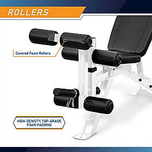 Marcy Pro Foldable and Adjustable Multipurpose Strength and Weight Training Folding Bench for Home and Gyms with Smooth Caster Wheels