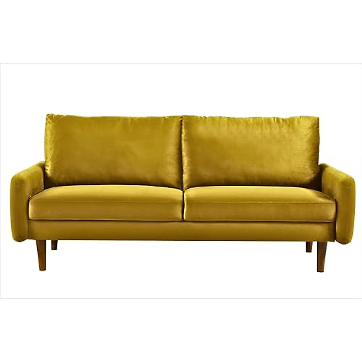 Container Furniture Direct Kent Velvet Sofa for Modern Living Rooms and Compact Spaces, Comfy 3 Seater Couch Studio Apartment Furniture with Sleek Design, Greenish Yellow