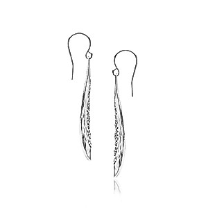 925 Sterling Silver Earrings Large Drop Shape Lace, Oxidized, Stylish, Hypoallergenic, Nickel and Lead-free, Artisan Handcrafted Designer Collection, French Wire Back, Made In Israel, Gift For Her