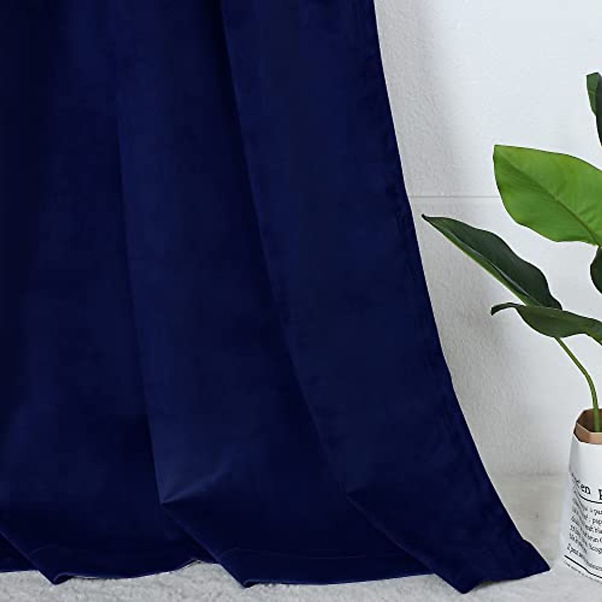 BONZER 100% Blackout Curtains for Bedroom - Premium Thick Velvet Curtains 84 Inches Long Thermal Insulated Energy Saving, Sun Light Blocking Grommet Window Drapes for Living Room, 2 Panels, Navy