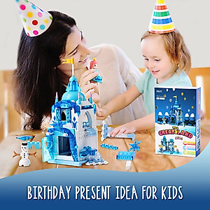 DDAI Girls Building Blocks Toys Frozen Ice Castle Building Kit for Girls Adorable Construction Toy Palace Brick Set Best Birthday Gifts for Kids 8-12 Years Old (199PCS)