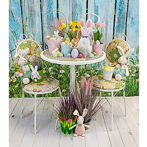 Boston International Spring & Easter Décor Metal Floral Accent Bucket/Pail with Handle, Small, White