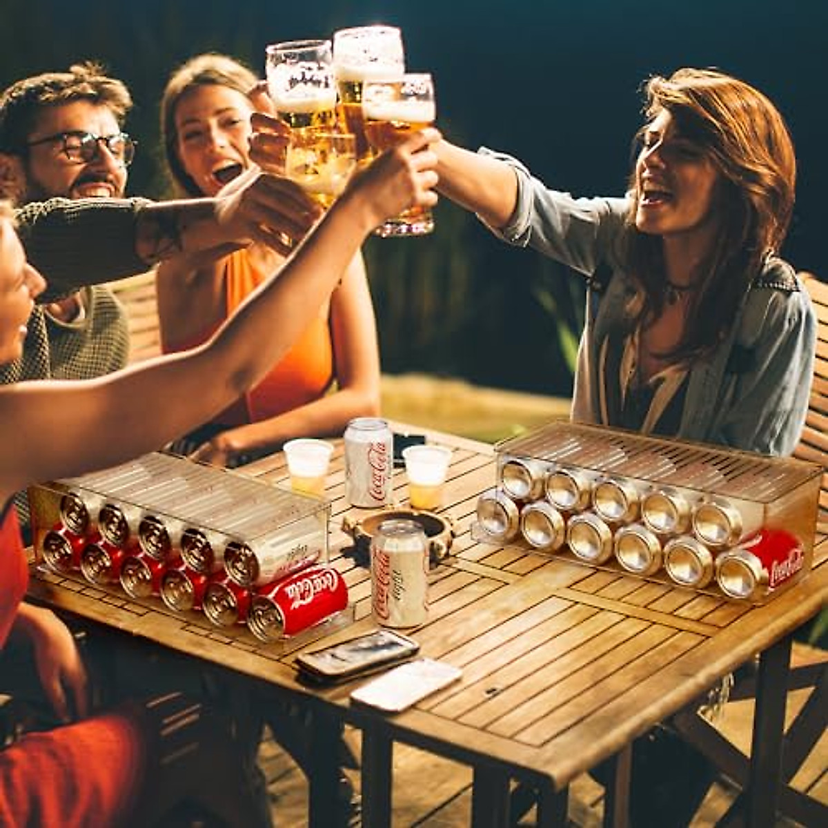 TCHCWYS 4 Pack Stackable Soda Can Organizer with Lids, Refrigerator Organizer Bins, Can Holder Dispenser for Refrigerator, Pantry, and Cabinets, BPA-Free, Holds 12 Cans Each (4)