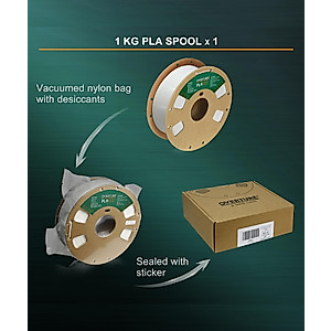 OVERTURE PLA Filament 1.75mm PLA 3D Printer Filament, 1kg Cardboard Spool (2.2lbs), Dimensional Accuracy +/- 0.02mm, Fit Most FDM Printer (White 1-Pack)