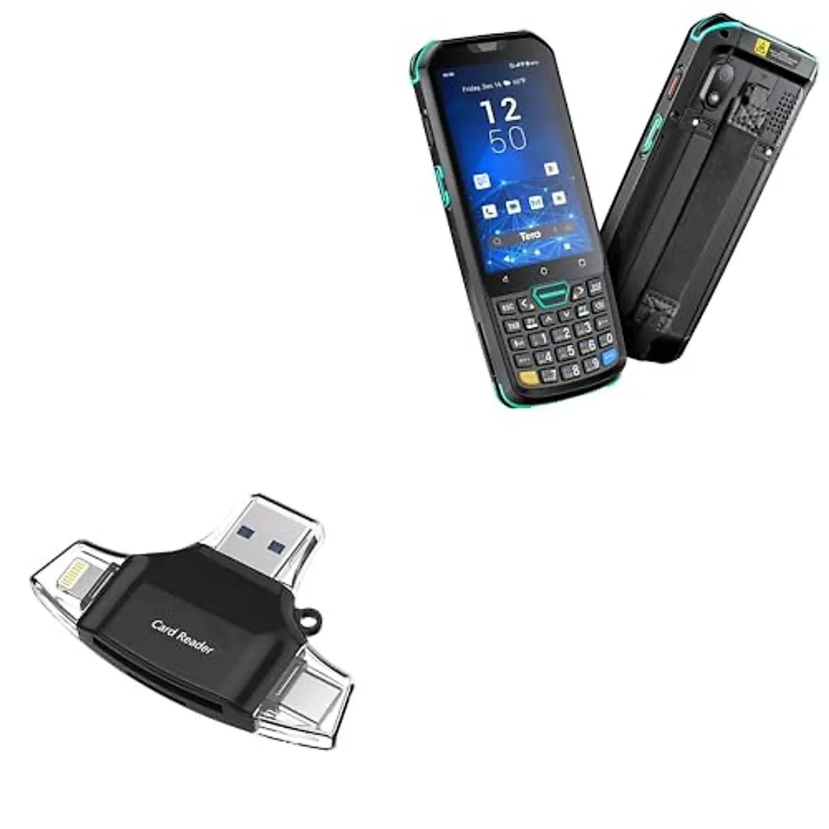 BoxWave Smart Gadget Compatible with Tera Android 11 Barcode Scanner (P400) - AllReader SD Card Reader, microSD Card Reader SD Compact USB - Jet Black