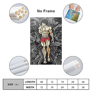 XIANNA Baki The Grappler Anime Poster (6) Painting On Canvas Wall Art Poster Scroll Picture Print Living Room Walls Decor Home Posters 16x24inch(40x60cm)