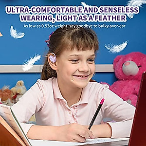 ACREO Kids Headphones, Open Ear Bluetooth Headphones with MIC, OpenBuds Kids, Ultra-Light, Portable and Safer for Children, Best Wireless Kids Headphones for iPad, Tablet or Computers (Lovely Pink)