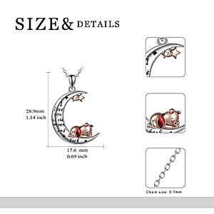 LILALO Bear Necklace Sterling Silver Moon Jewelry with I Love You To the Moon & Back Cute Animal Bear Gifts for Women Teens Birthday Christmas-Style 1