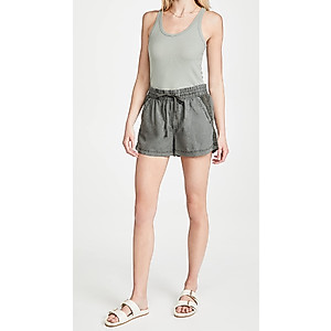 Splendid Women's Elastic Waistband Knit Relay Active Short, Vintage Olive Brown, S