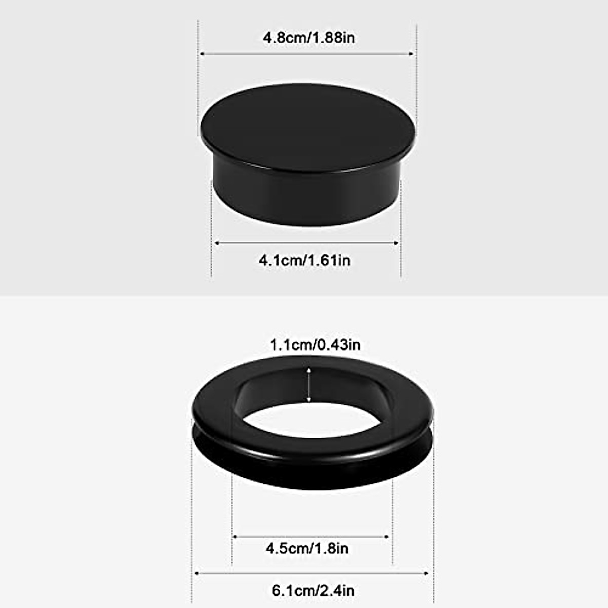 SAVITA 4 Sets 2 Inch Patio Table Umbrella Hole Ring and Cap, Standard Size Silicone Umbrella Hole Plug and Cap for Glass Patio Garden Beach Table (Black)