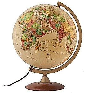 Waypoint Geographic Journey Globe, 12" Illuminated Antique Ocean-Style World Globe, Up-to-Date Globe, Durable Design, Reference Globe, Complements Any Home or Office Decor
